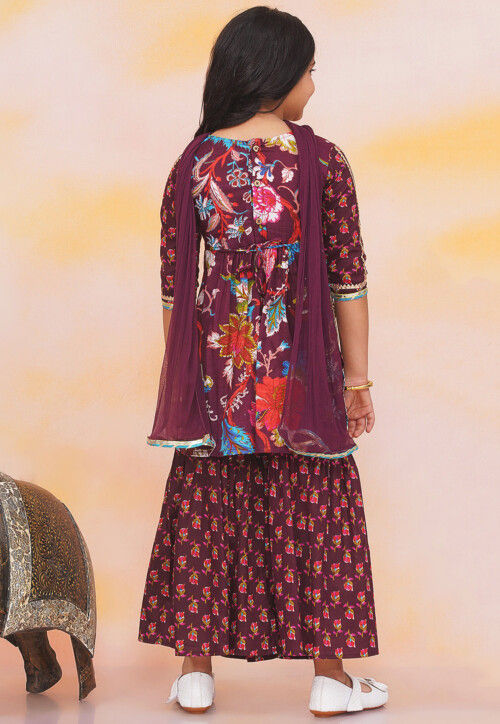 Buy Block Printed Pure Cotton Pakistani Suit in Wine Online : UHT367 ...