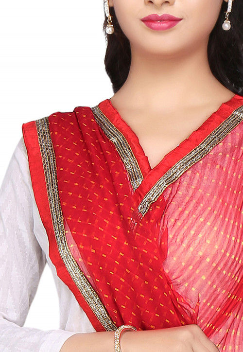 Buy Printed Pure Georgette Dupatta in Red Online : BNJ156 - Utsav Fashion