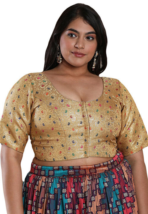 Buy Brocade Blouse in Golden Online : UVC1164 - Utsav Fashion