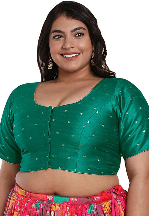 Buy Brocade Blouse in Teal Green Online : UVC1170 - Utsav Fashion