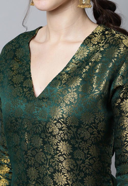 Buy Brocade Pakistani Suit in Dark Green Online : KNV382 - Utsav Fashion