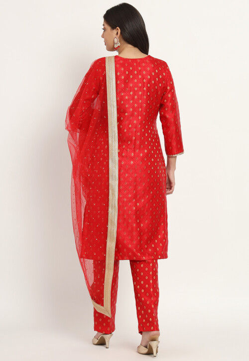 Buy Brocade Pakistani Suit in Red Online : KNV500 - Utsav Fashion