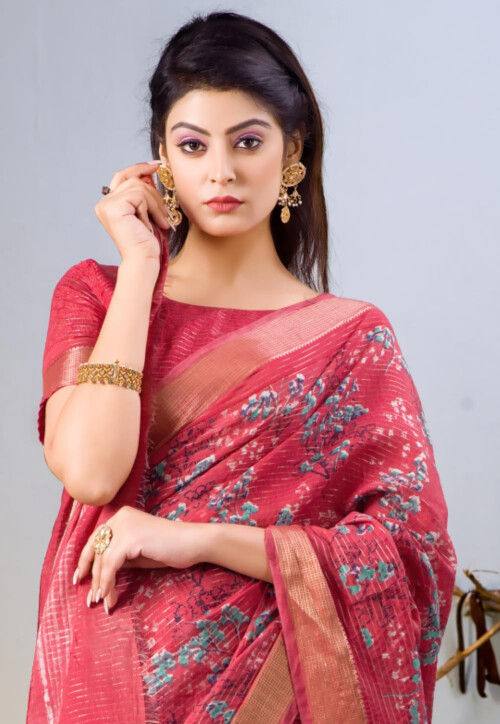 Buy Chanderi Silk Saree in Red Online : SSKA186 - Utsav Fashion