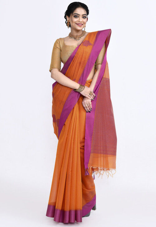 Buy Coimbatore Sico Saree in Orange Online : SAHA281 - Utsav Fashion