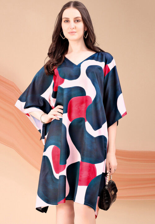 Buy Digital Print Crepe Kaftan Dress in Baby Pink Online : TDP717 ...