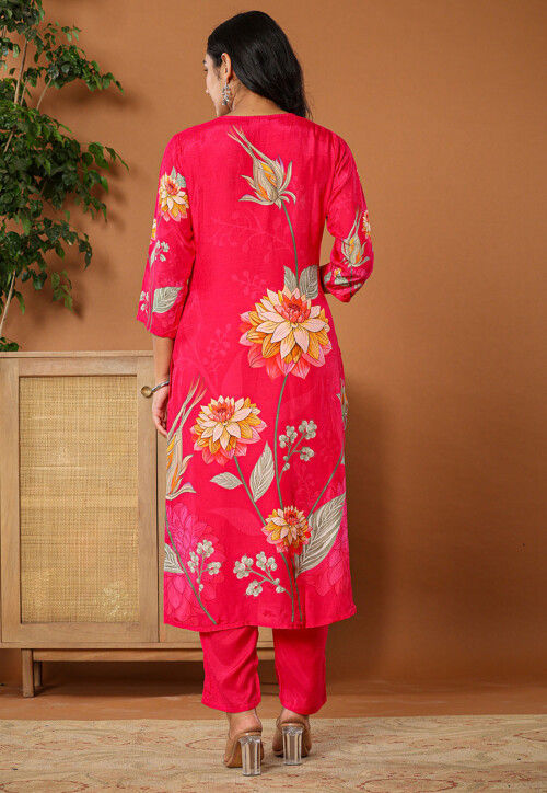 Buy Digital Print Muslin Silk Pakistani Suit in Fuchsia Online ...