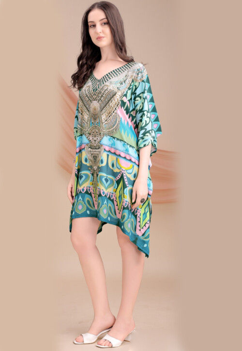 Buy Digital Printed Art Silk Kaftan in Multicolor Online : TDP780 ...