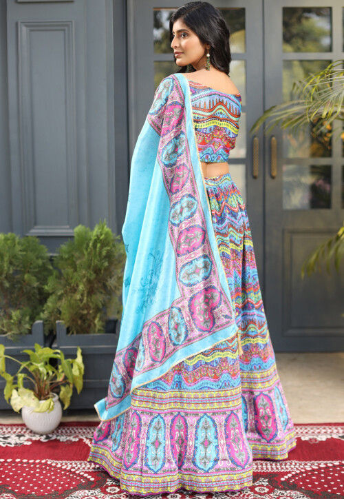 Buy Digital Printed Satin Lehenga in Multicolor Online : LCC2116 ...