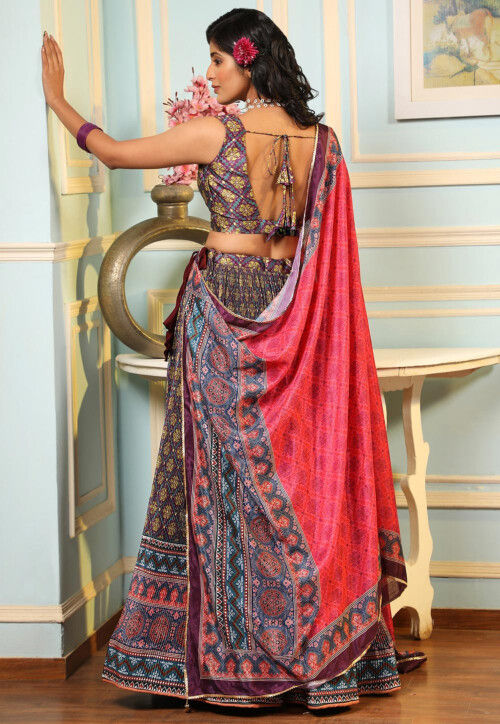 Buy Digital Printed Satin Lehenga in Multicolor Online : LCC2234 ...