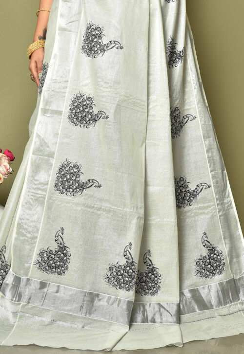 Buy Digital Printed Art Silk Saree in Light Grey Online : SPN6628 ...