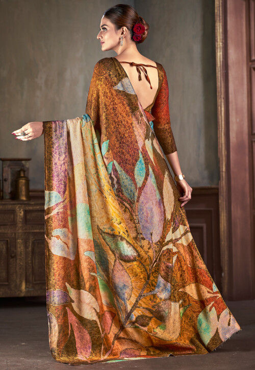 Buy Digital Printed Art Silk Saree in Multicolor Online : SCEA150 ...