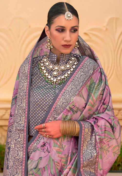 Buy Digital Printed Art Silk Saree in Pink Online : SKGA2576 - Utsav ...