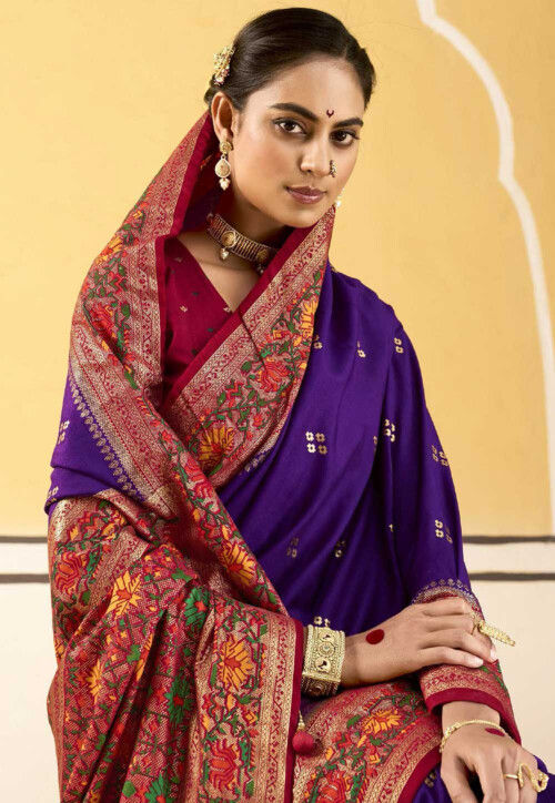 Buy Digital Printed Art Silk Saree in Purple Online : SSEA5881 - Utsav ...