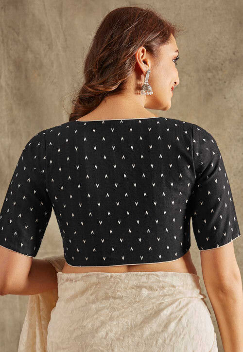 Buy Digital Printed Cotton Blouse in Black Online : UVC1713 - Utsav Fashion