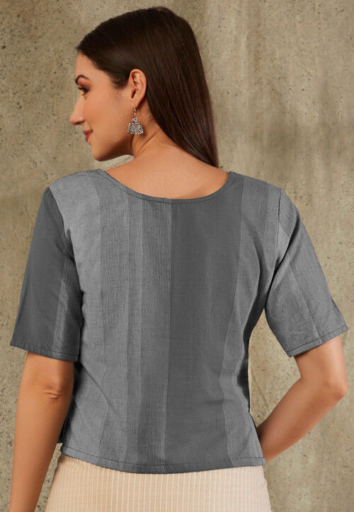 Buy Digital Printed Cotton Blouse in Grey Online : UVC1747 - Utsav Fashion