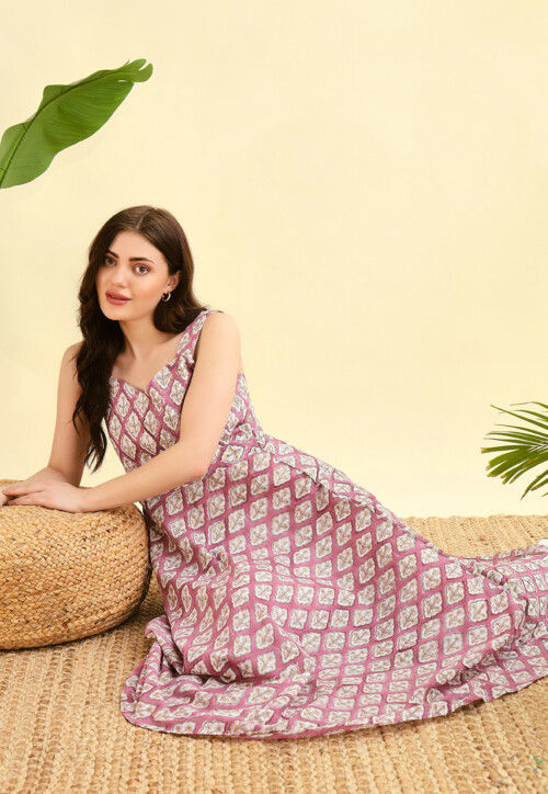 Buy Digital Printed Cotton Dress in Light Purple Online : TWJ5897 ...