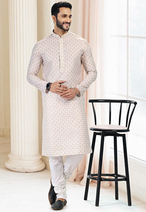 Buy Digital Printed Cotton Kurta Set in Cream Online : MLY913 - Utsav ...