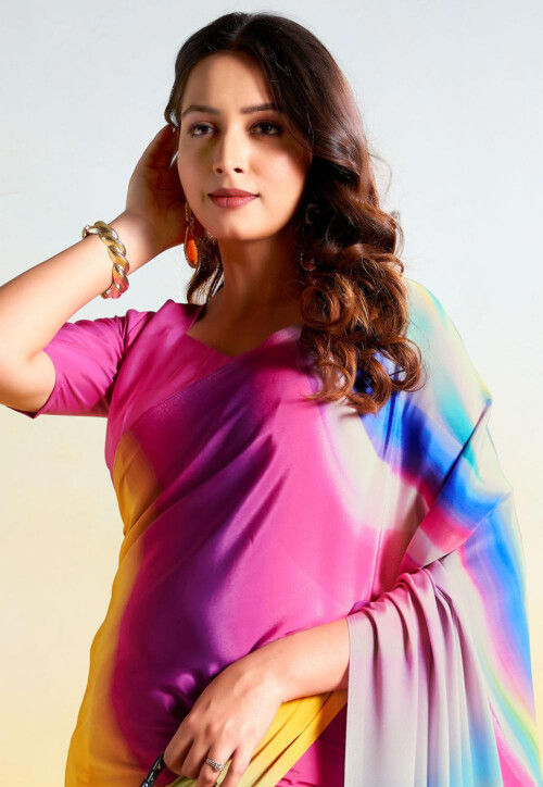 Buy Digital Printed Crepe Saree in Multicolor Online : STS8741 - Utsav ...