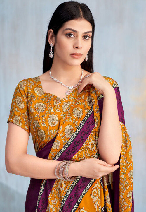 Buy Digital Printed Crepe Saree in Purple Online : SSEA5395 - Utsav Fashion