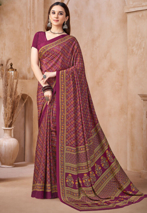 Buy Digital Printed Crepe Silk Saree in Purple Online : SSEA5535 ...