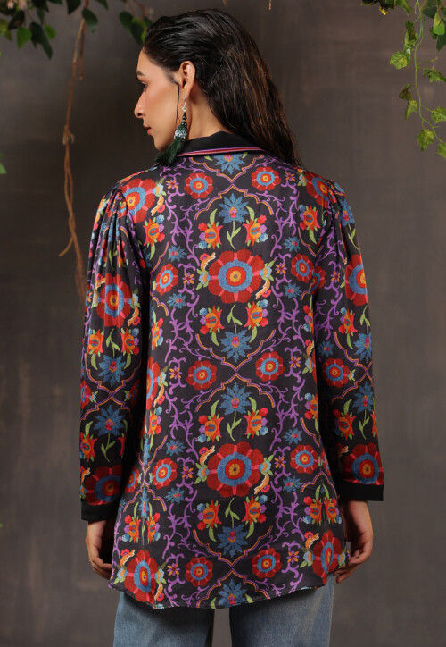 Buy Digital Printed Crepe Top in Black Online : TKK648 - Utsav Fashion