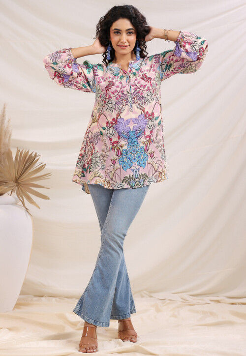 Buy Digital Printed Crepe Top in Light Pink Online : TKK751 - Utsav Fashion