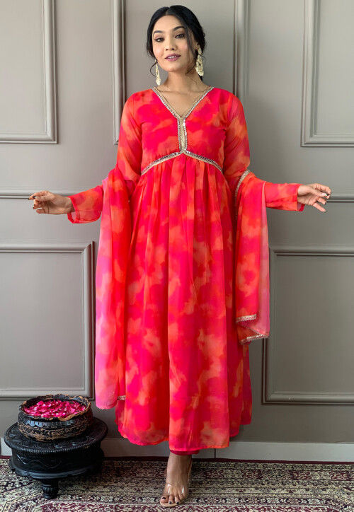 Buy Digital Printed Georgette Aline Suit in Red Online : KJC4060 ...