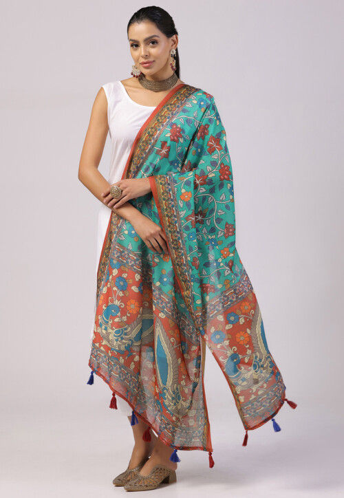 Buy Digital Printed Linen Dupatta in Light Blue Online : BDM310 - Utsav ...