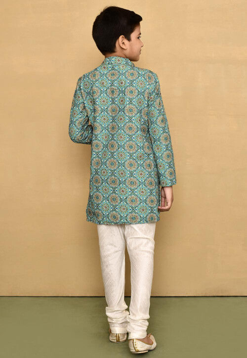 Buy Digital Printed Lycra Kurta Set in Blue Online : URF61 - Utsav Fashion