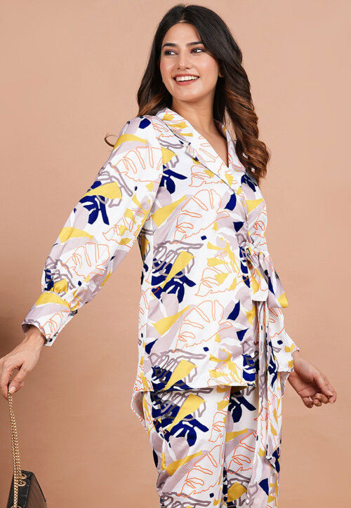 Buy Digital Printed Modal Satin Wrap Top in Multicolor Online : TJW2247 ...