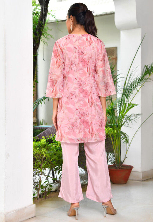 Buy Digital Printed Organza Tunic Set in Pink Online : TBQ989 - Utsav ...