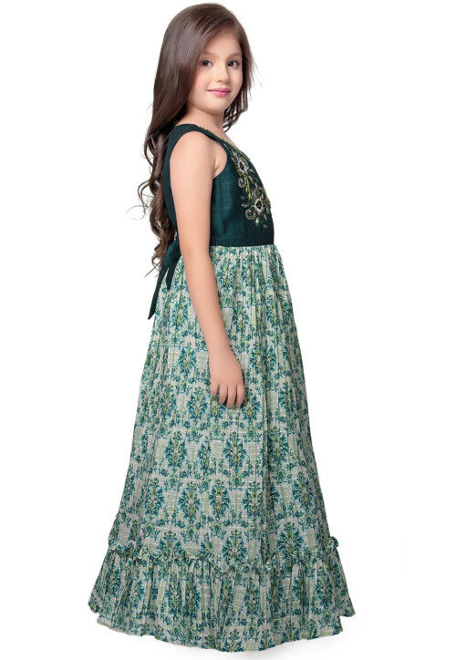 Buy Digital Printed Polyester Gown in Teal Green Online : UKU1519 ...