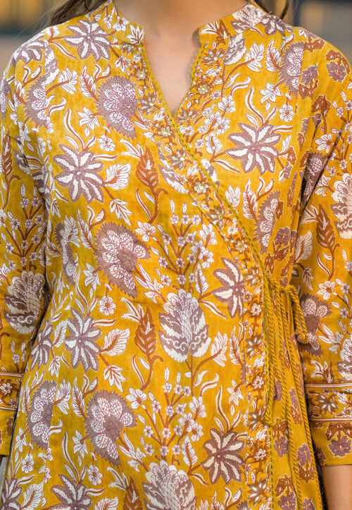 Buy Digital Printed Pure Cotton A Line Suit in Mustard Online : KJX257 ...