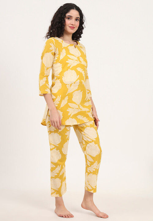 Buy Digital Printed Pure Cotton Co Ord Set in Yellow Online : TKV654 ...