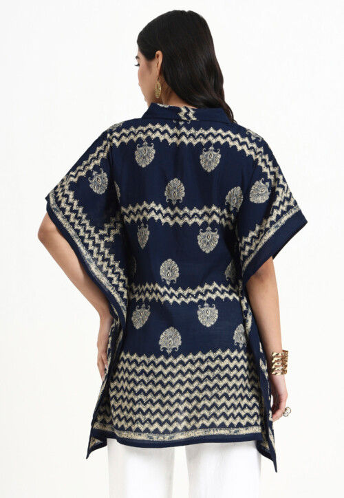 Buy Digital Printed Pure Cotton Tunic in Navy Blue Online : TXR1509 ...