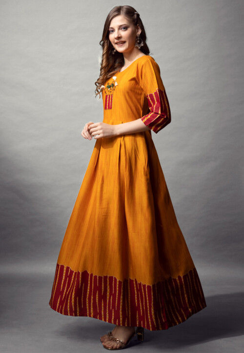 Buy Digital Printed Rayon Long Kurta in Mustard Online : TPA4050 ...