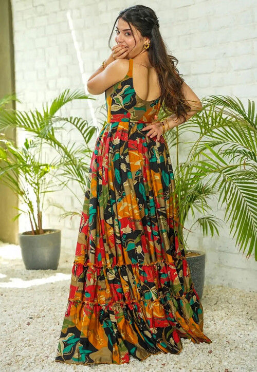 Buy Digital Printed Rayon Maxi Dress in Multicolor Online : TQH47 ...