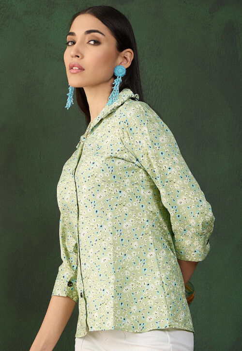 Buy Digital Printed Rayon Top in Light Green Online : TKB688 - Utsav ...
