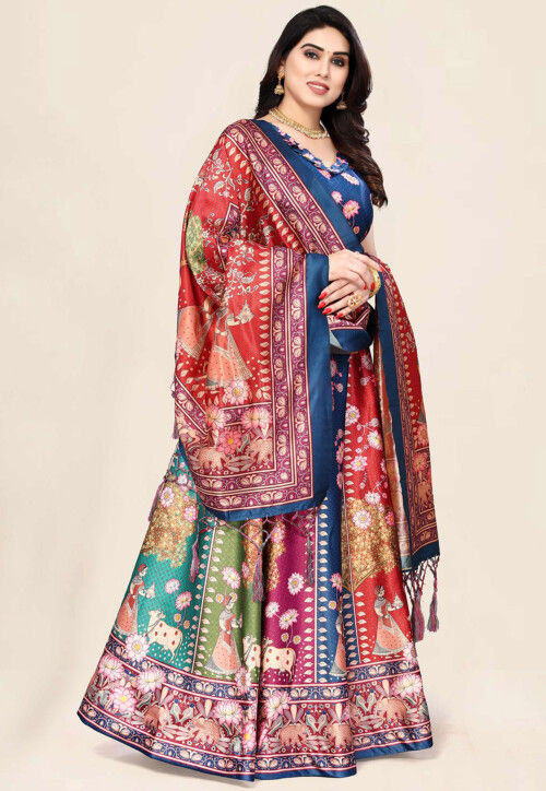 Buy Digital Printed Satin Lehenga in Multicolor Online : LQY2643 ...