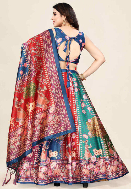 Buy Digital Printed Satin Lehenga in Multicolor Online : LQY2643 ...