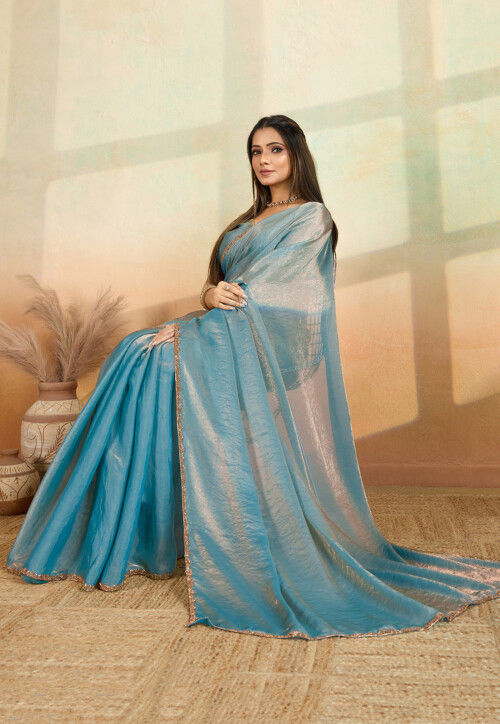 Buy Embellished Border Art Silk Saree in Blue Online : SPF15366 - Utsav ...