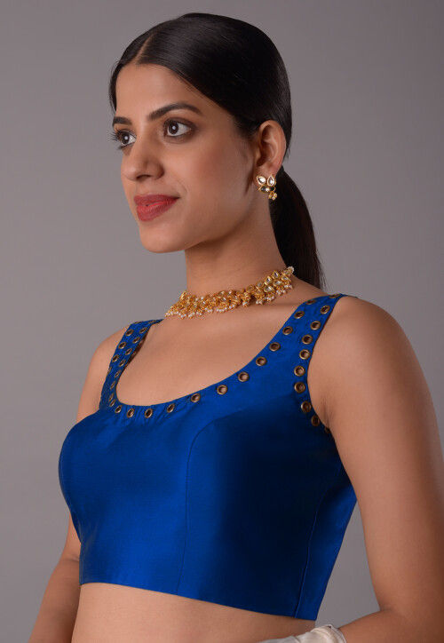 Buy Embellished Crepe Princess Cut Blouse in Royal Blue Online : UAC398 ...