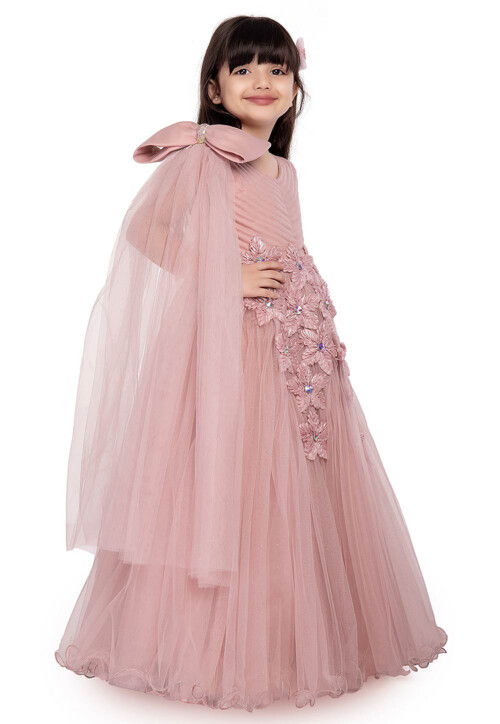 Buy Embellished Net Gown in Peach Online : UKU1727 - Utsav Fashion