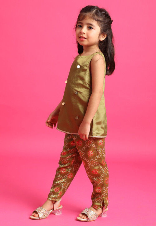 Buy Embellished Polyester Kurti Set in Olive Green Online : UKU1810 ...
