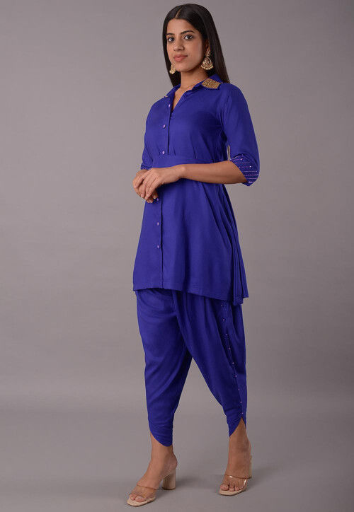Buy Embellished Rayon Tunic Set in Royal Blue Online : TBN135 - Utsav ...