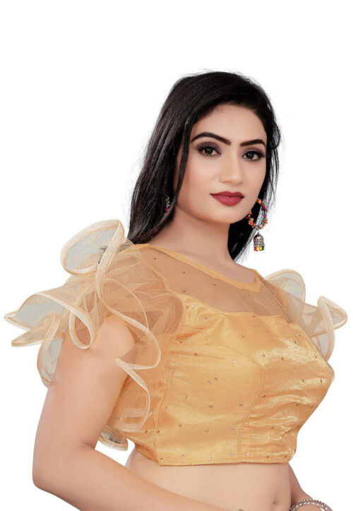 Buy Embellished Satin Blouse in Golden Online : UWG116 - Utsav Fashion