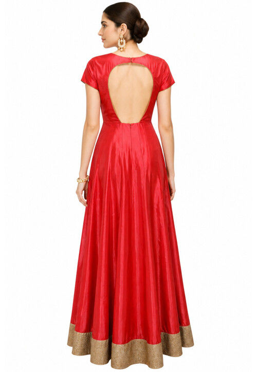 Buy Embroidered Art Silk Abaya Style Suit in Red Online : KDQ505 ...