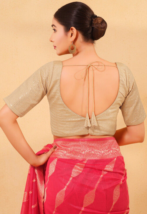 Buy Embroidered Art Silk Blouse in Beige Online : UVC1920 - Utsav Fashion