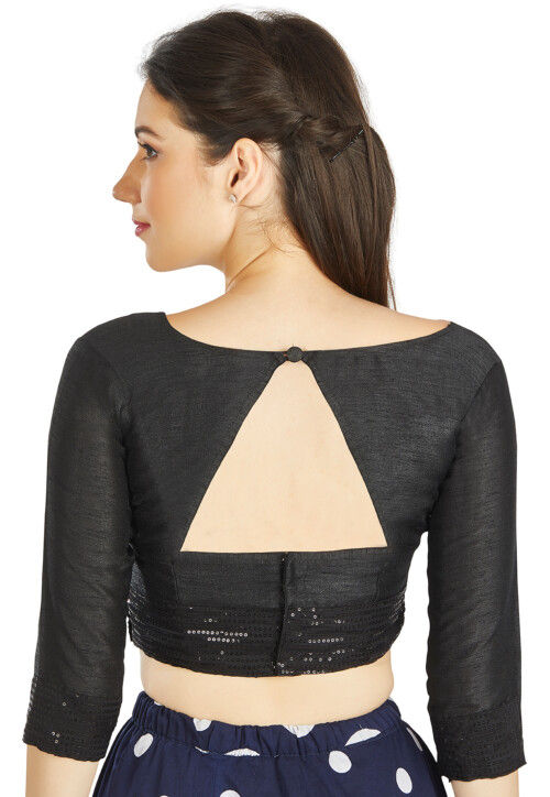 Buy Embroidered Art Silk Blouse in Black Online : UAL308 - Utsav Fashion