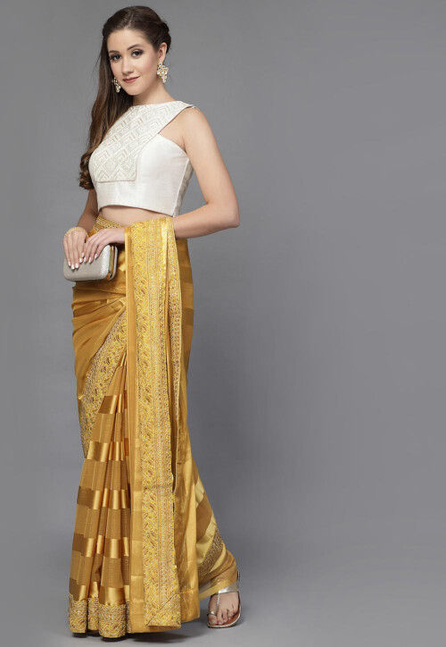 Buy Embroidered Art Silk Blouse in Off White Online : UAC145 - Utsav ...